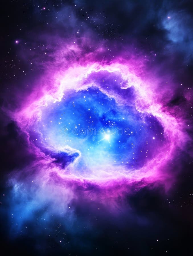 Celestial Nebula Glow Vibrant Purple and Blue Nebula with Bright Star ...