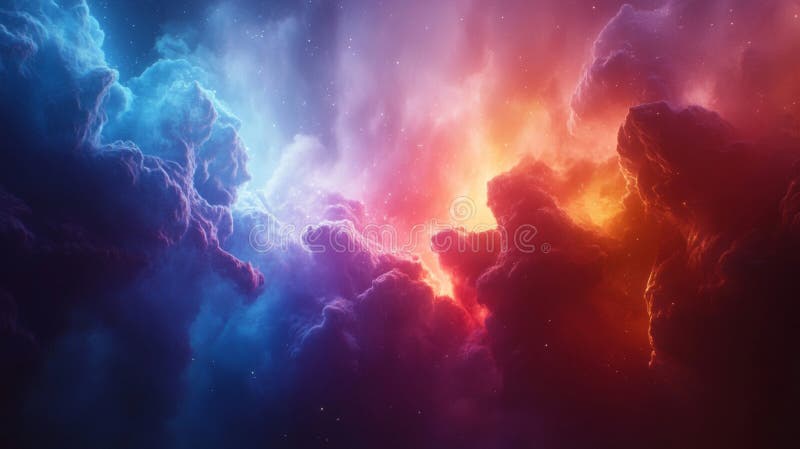 Celestial Nebula Red Blue Cosmic Cloudscape Stock Illustration ...