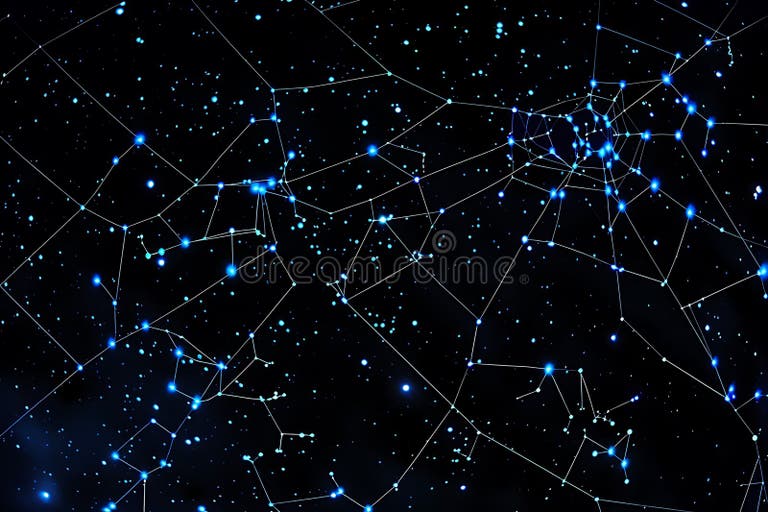 Celestial Network: a Visual Representation of Constellations Stock Illustration - Illustration ...