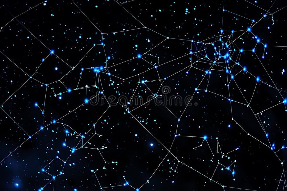 Celestial Network: a Visual Representation of Constellations Stock Illustration - Illustration ...