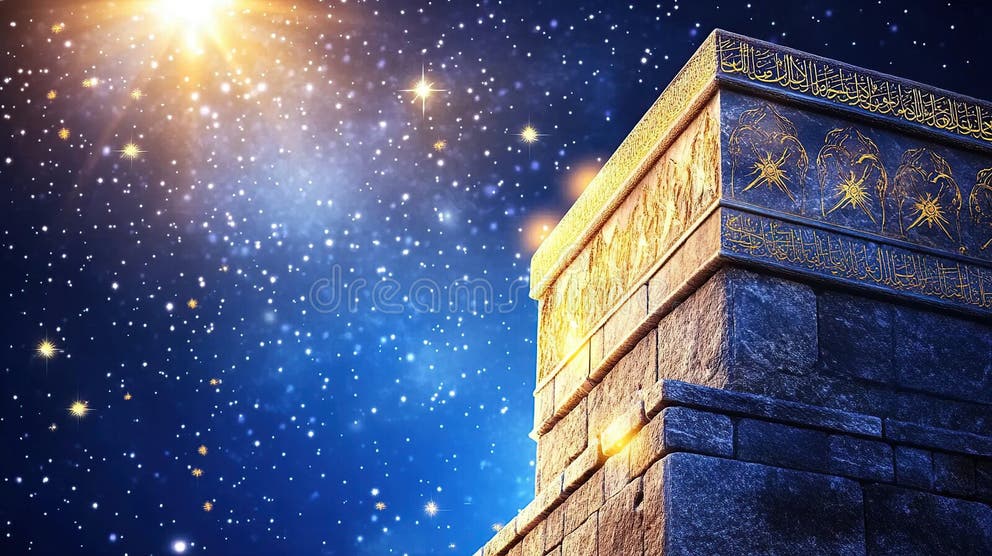 Celestial Night Ancient Stone Structure, Starry Sky, Divine Light ...
