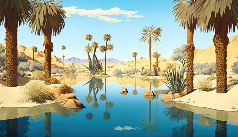 Celestial Oasis - a Heavenly Landscape Stock Illustration ...