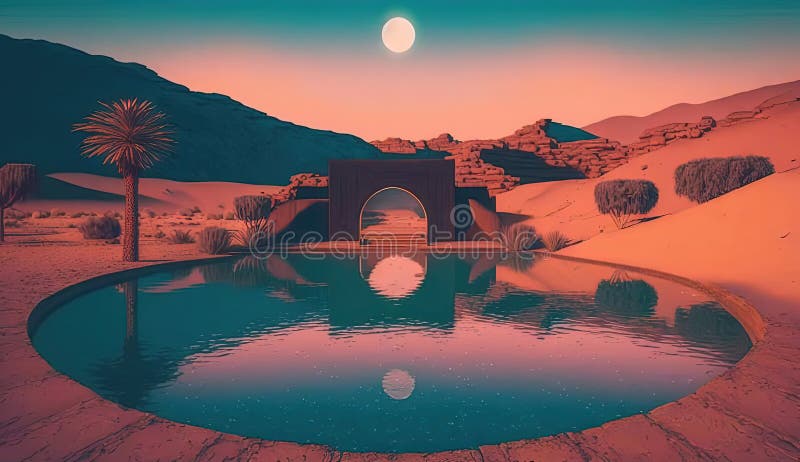 Celestial Oasis - a Heavenly Landscape Stock Illustration ...