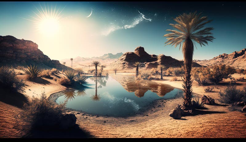 Celestial Oasis - a Heavenly Landscape Stock Illustration ...
