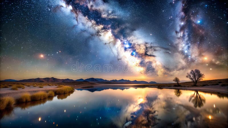 Celestial Oasis: the Milky Way Reflected in a Desert Spring AI ...
