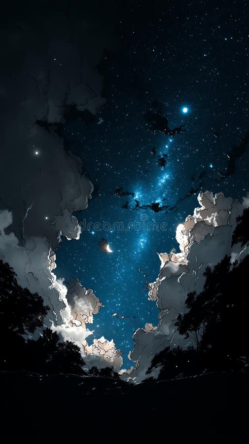 Celestial Objects Long Exposure Light Pollution, Night Sky with Stars ...