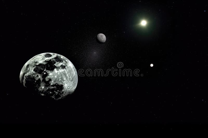 Celestial Objects in the Night Sky, with a View of the Moon and Stars ...