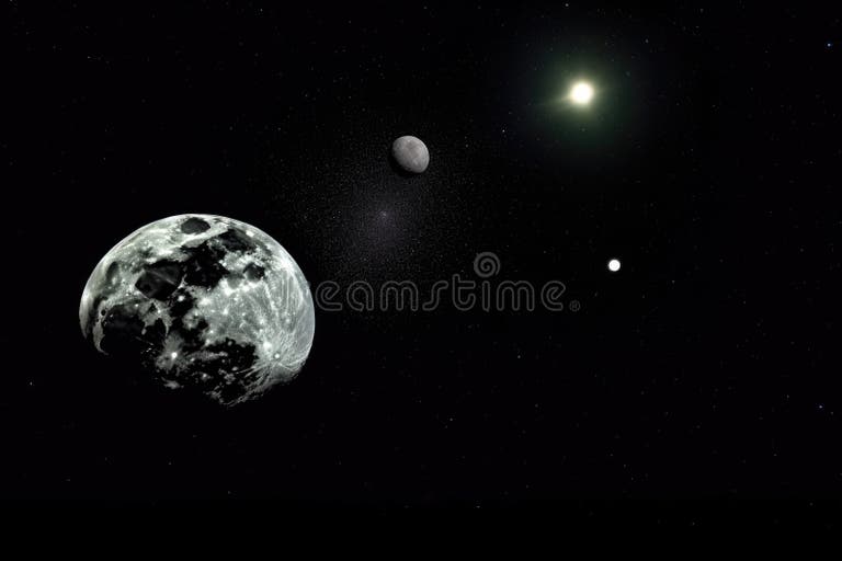 Celestial Objects in the Night Sky, with a View of the Moon and Stars ...