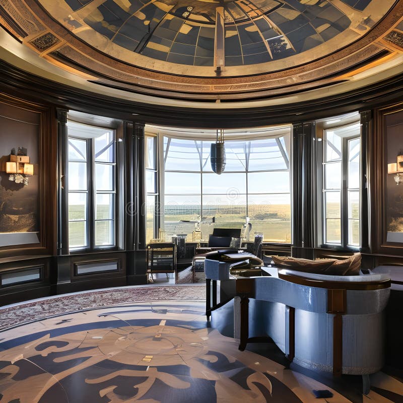 A Celestial Observatory-inspired Study with a Domed Ceiling, Telescope ...