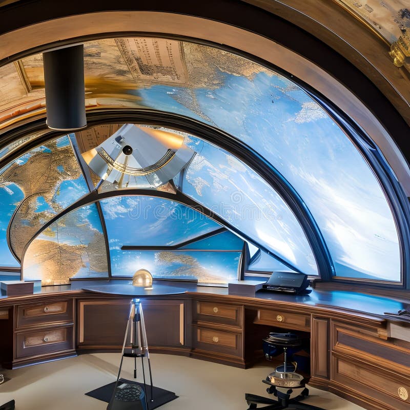 A Celestial Observatory-inspired Study with a Domed Ceiling, Telescope ...