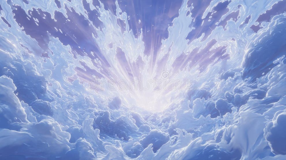 Celestial Ocean Horizon with Magical Light Burst Stock Image - Image of ...