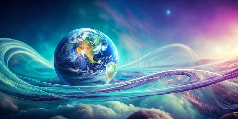 Celestial Orb a Planet Suspended in Swirling Cosmic Energy. Generative ...