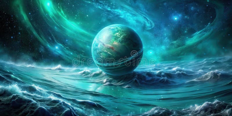 Celestial Orb Resting on a Turbulent Cosmic Sea, a Vision of ...