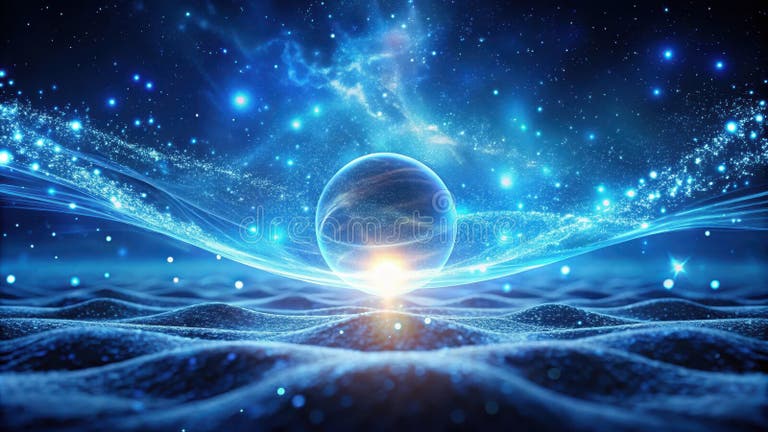 Celestial Orb Suspended Above a Luminous, Undulating Landscape ...