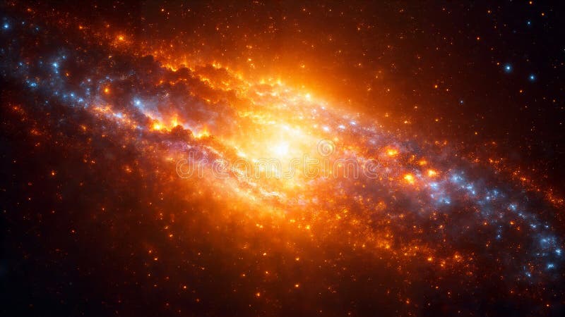Celestial Orbit Pattern in Deep Space Background with Orange Nebula and ...