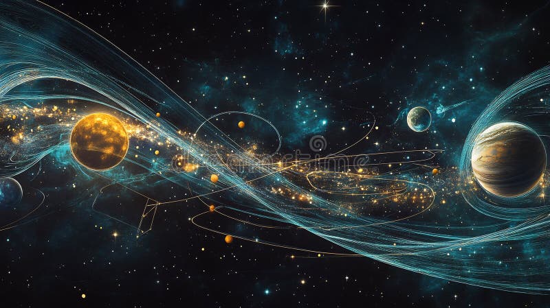 Celestial Orbits and Cosmic Evolution in Astrology Depictions Stock ...