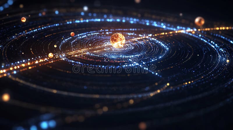 Celestial Orbits and Cosmic Evolution in Planetary Alignment Art Stock ...