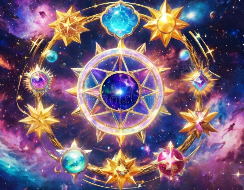 Celestial Orbs and Cosmic Symbols Stock Image - Image of interstellar ...