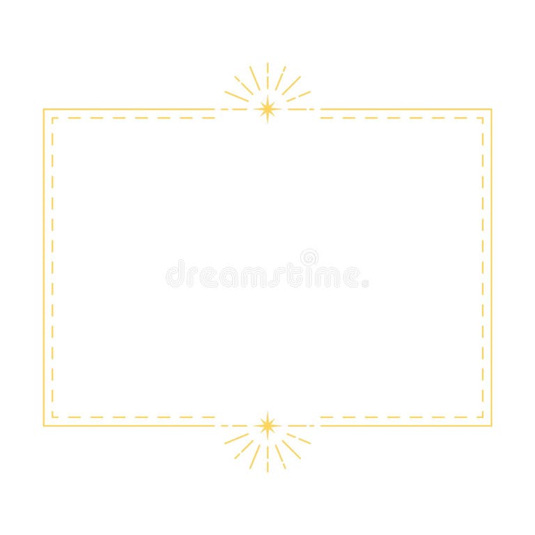 Celestial Ornament, Golden Boho Lineart Rectangular Frame, Thin Line ...