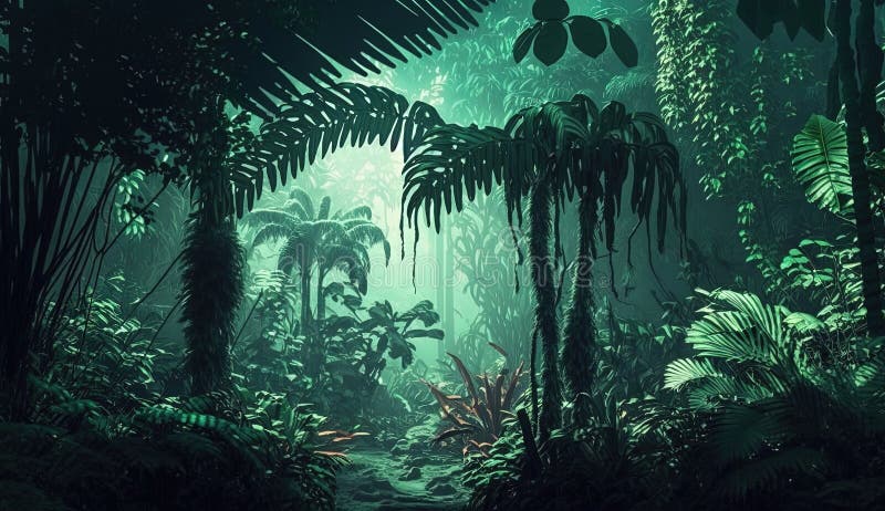 Celestial Outstanding Jungle Landscape Stock Illustration ...