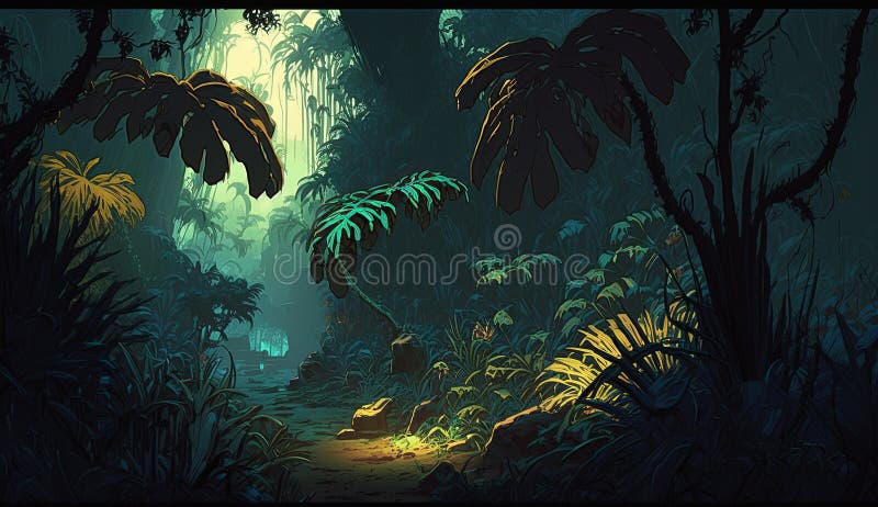 Celestial Outstanding Jungle Landscape Stock Illustration ...