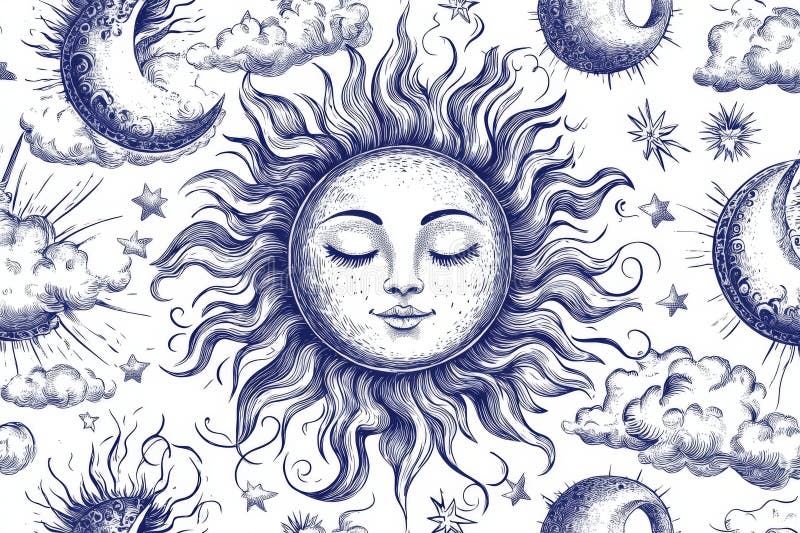 A Celestial Pattern in Gold Abstract Line Art, Designed As a Stock ...