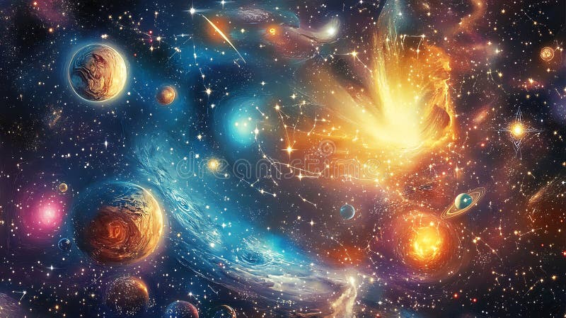 Celestial Patterns and Mystical Astrology in Cosmic Art Stock ...