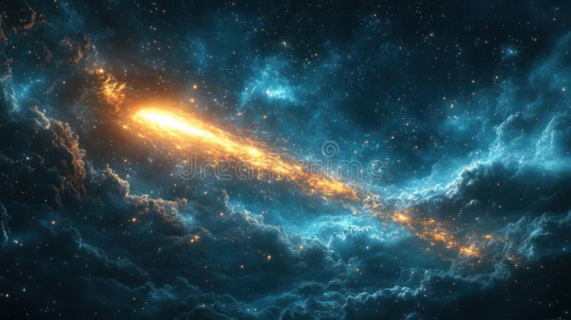 Celestial Phenomenon: Fiery Meteor Soaring through a Vibrant Cosmic ...