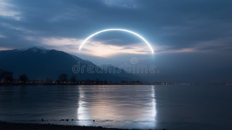 Celestial Phenomenon Lunar Halo Stock Illustration - Illustration of ...