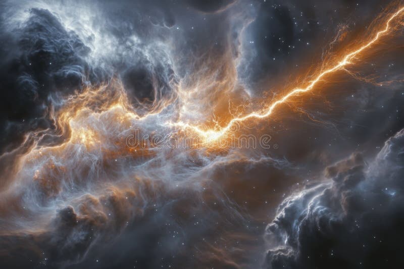 Celestial Phenomenon Showcasing Vibrant Lightning and Swirling Cosmic ...