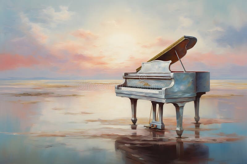 Celestial Piano. Oil Painting in Impressionism Style Stock Illustration ...