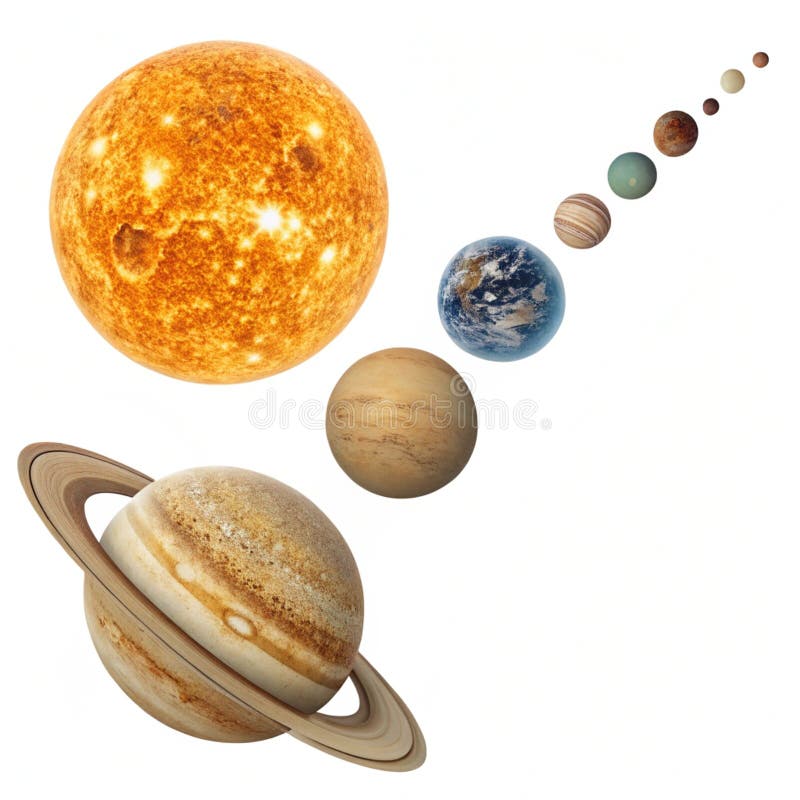 Celestial Planets and Sun Visualization Stock Illustration ...