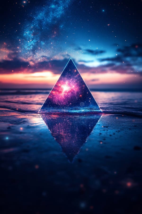 Celestial Pyramid at Sunset Nebula, Stars, and Galactic Reflection on ...
