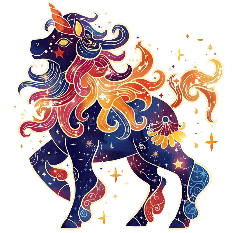 Celestial Qilin with Starry Coat Stock Illustration - Illustration of ...