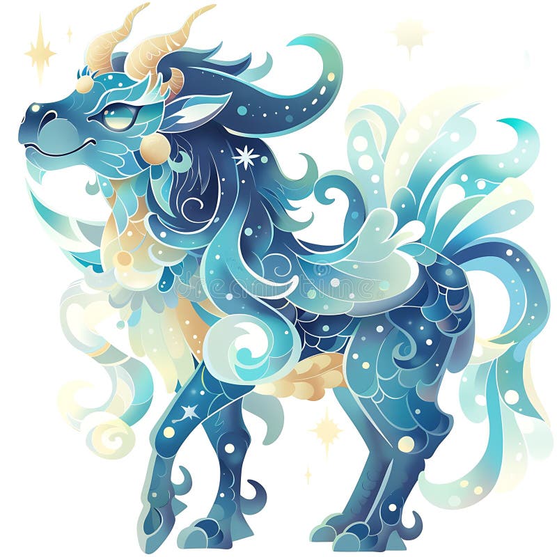 Celestial Qilin with Starry Coat Stock Illustration - Illustration of ...