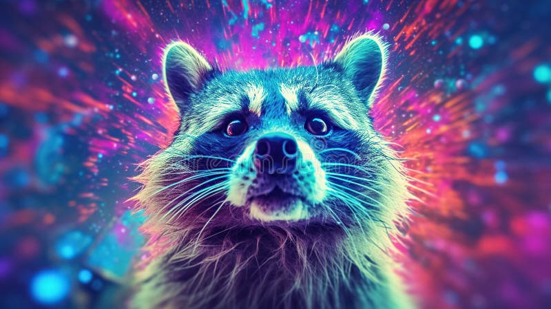 Celestial Raccoon Vision or Spirit, Psychedelic Imaginary Creature ...
