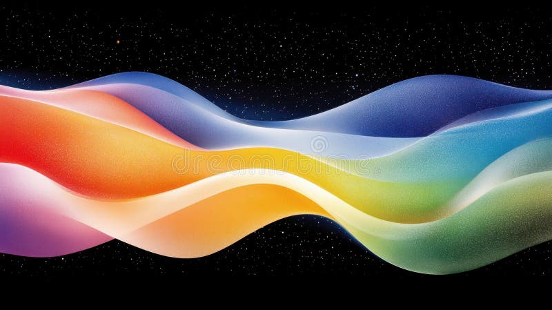 Celestial Rainbow Wavy Gradient Over Starfield Stock Photo - Image of ...