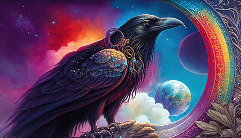 Celestial Raven Vision, Protector, Spirit, Tribal Style, Psychedelic ...