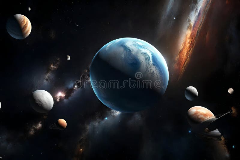 Celestial Reverie: Abstract Space Background with Revolving Nebulae and ...