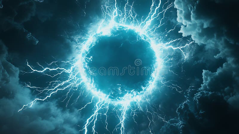 Celestial Ring of Lightning Surrounded by Dark Clouds Stock Photo ...