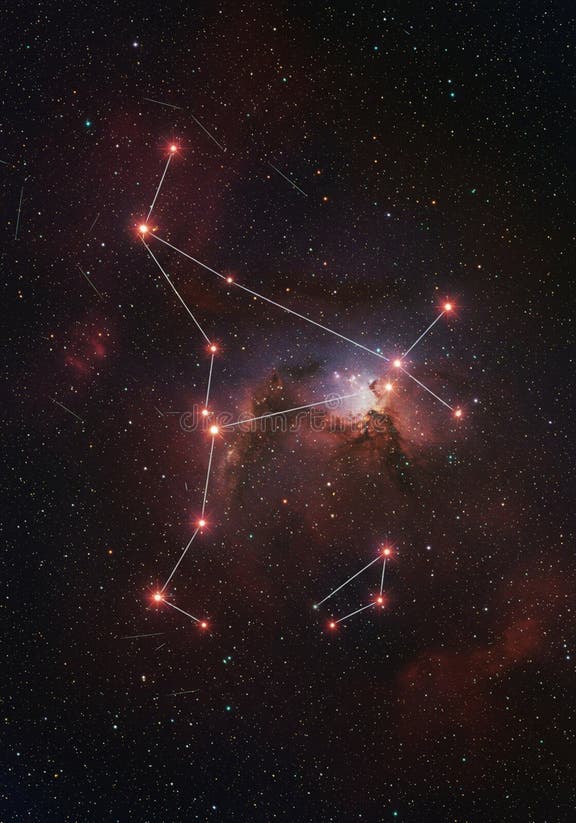 A Celestial Scene Featuring a Constellation in a Starry Sky. Bright ...