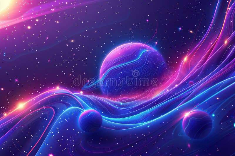 A Celestial Scene Featuring Various Planets and Stars Scattered Across ...