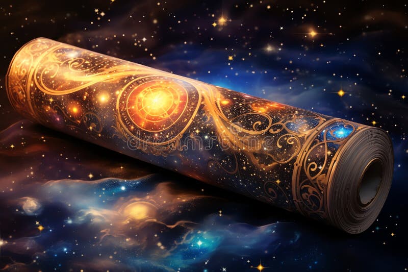 Celestial Scroll Fantasy Sky Night Gazing Stock Illustration ...