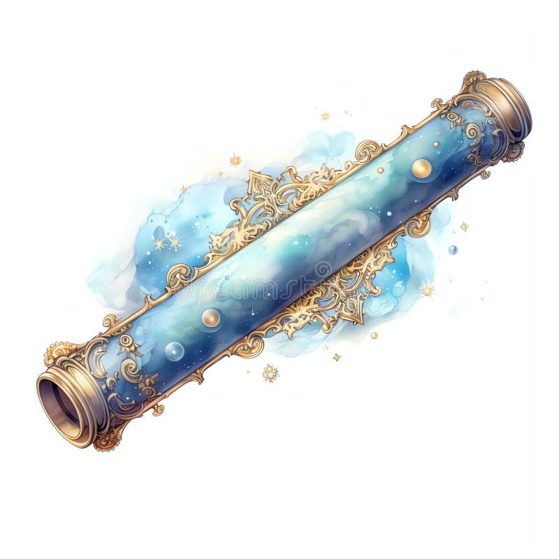 Celestial Scroll Fantasy Sky Night Gazing Watercolor Stock Illustration ...