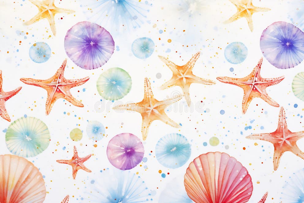 Celestial Sea Shells and Starfish Pattern Stock Image - Image of ...