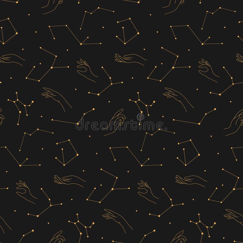 Celestial Seamless Pattern Hands and Stars Stock Vector - Illustration ...