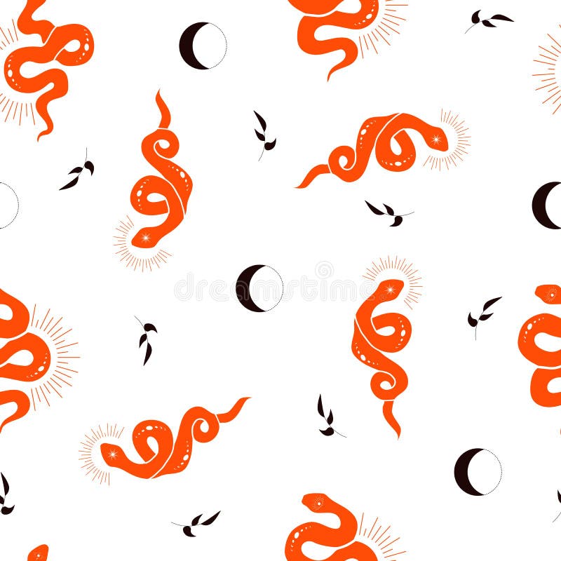 Celestial Seamless Pattern with Magical Snake Stock Vector ...