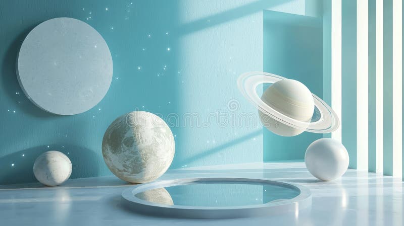 Celestial Serenity 3D Render of Calm Space Scene Stock Illustration ...
