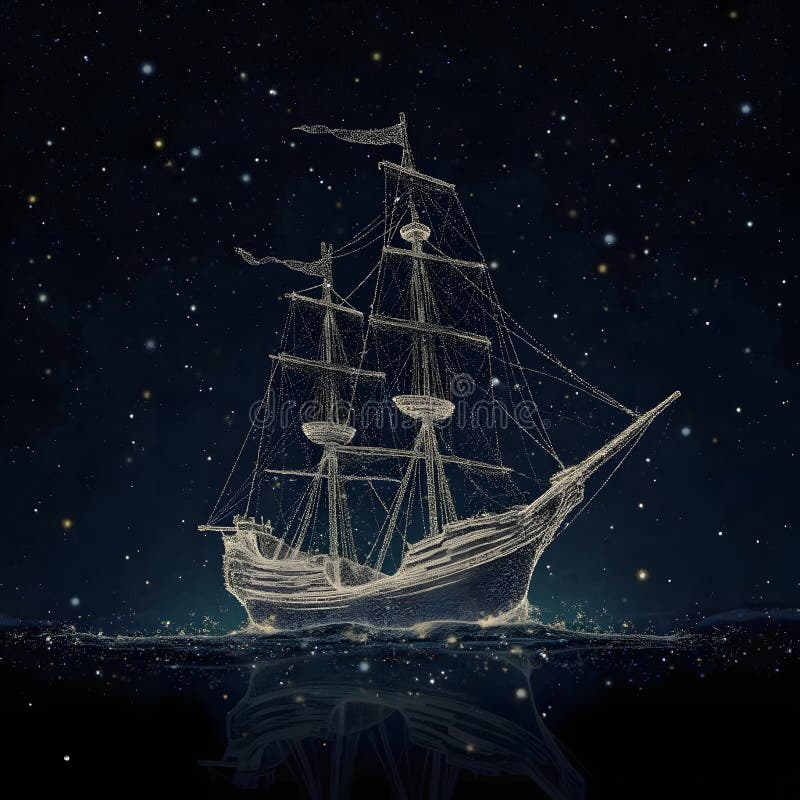 Celestial Ship Formed from Stardust Sailing through Space Stock Image ...