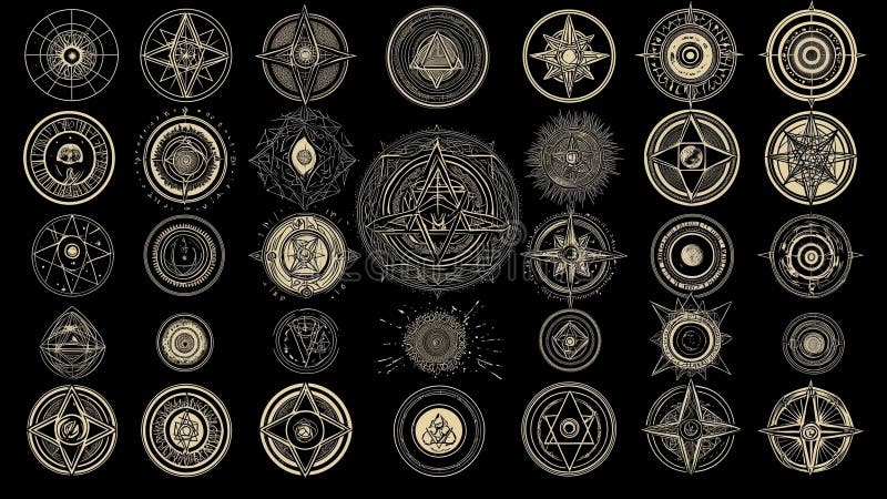 Celestial Sigil and Cosmic Alignment Set Stock Illustration ...